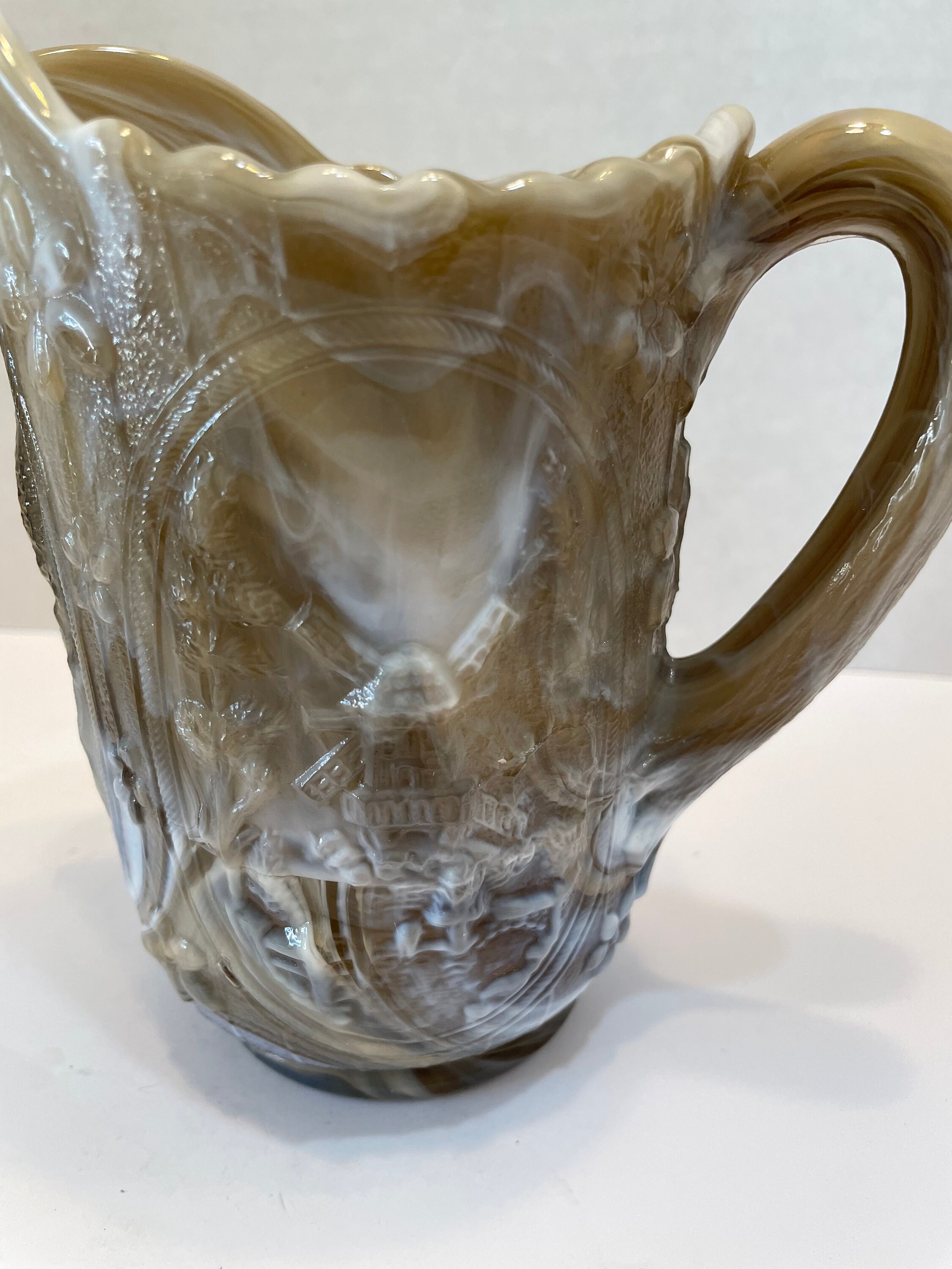 Pitcher Imperial Brown White Slag Glass Windmill Pitcher - Etsy