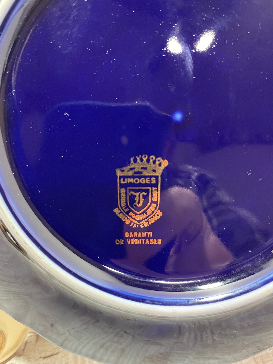 Plate Limoges Blue With Gold Decor Decorative Plate Shepardess - Etsy