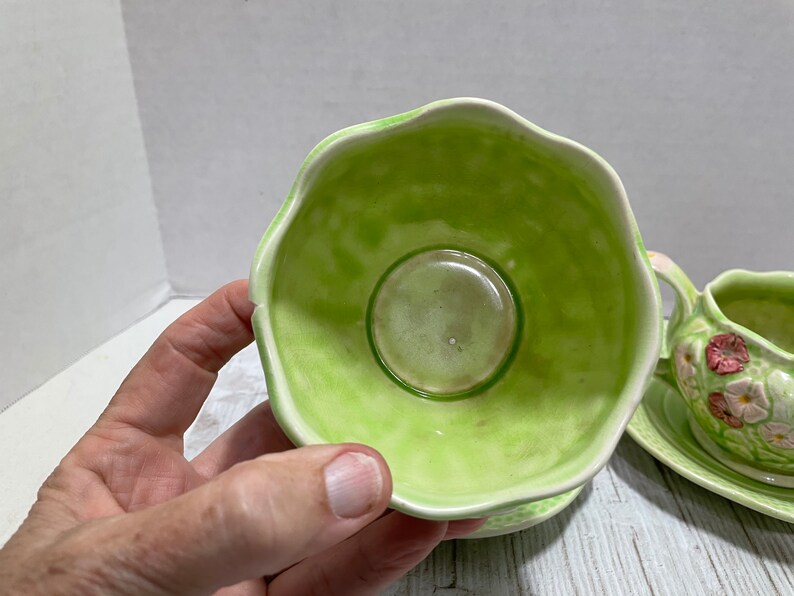 Melba Ware Sugar and Creamer With Under Plater Mint Green M | Etsy