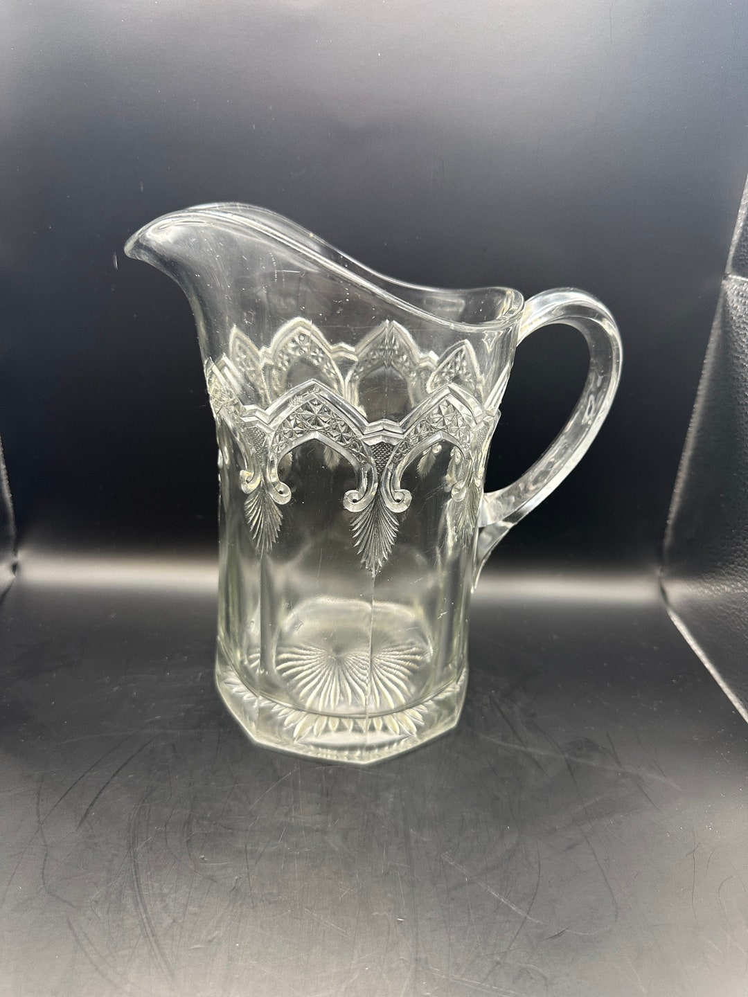 Antique Glass EAPG Pitcher Indiana Glass 166 AKA Gothic Arch, Gothic ...