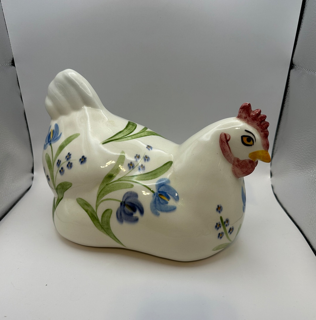Large Ceramic Hand Painted Chicken Hand Decorated N. S. Gustin - Etsy