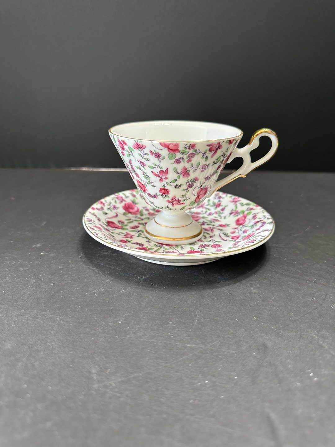 Chintz Teacup and Saucer Lefton MV2119 - Etsy
