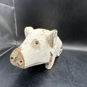 Primitive Rustic Hand Carved Wooder Pig White Pig Glass Eyes - Etsy
