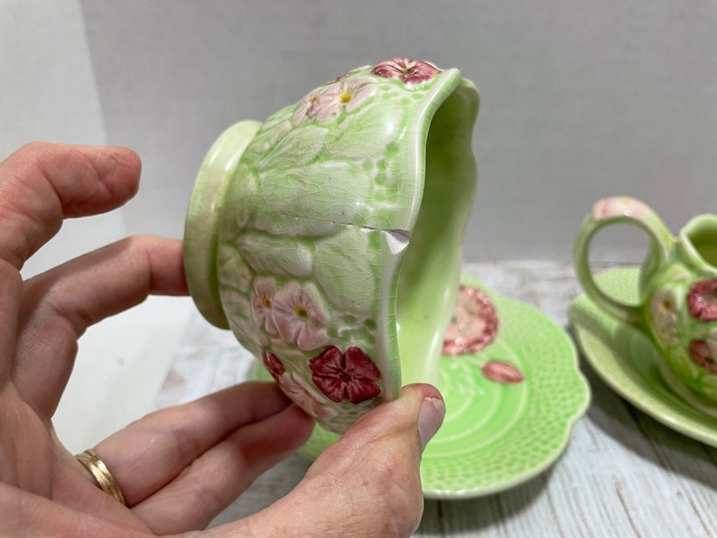 Melba Ware Sugar and Creamer With Under Plater Mint Green M - Etsy