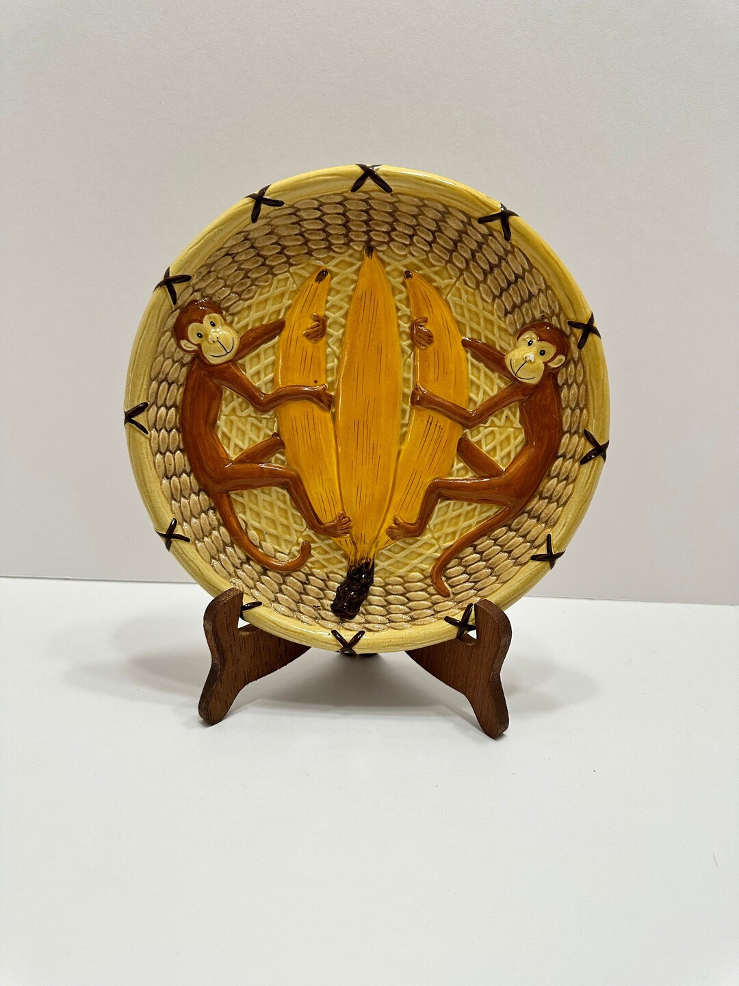 3D Monkey and Banana Decorative Plate - Etsy