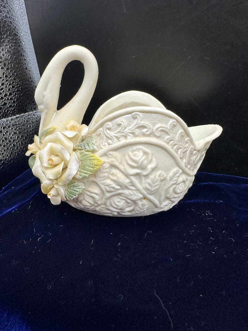 Swan Porcelain Bone China Planter's Trinket Dishes Toothpick Matchstick ...