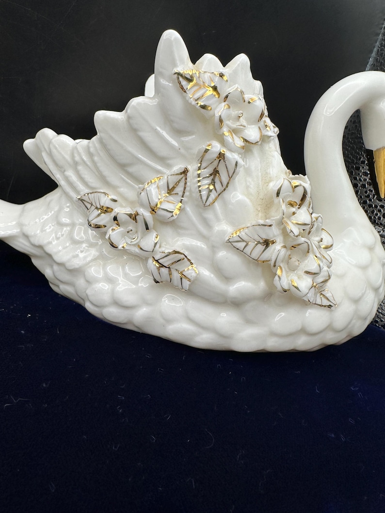 Swan Porcelain Bone China Planter's Trinket Dishes Toothpick Matchstick ...