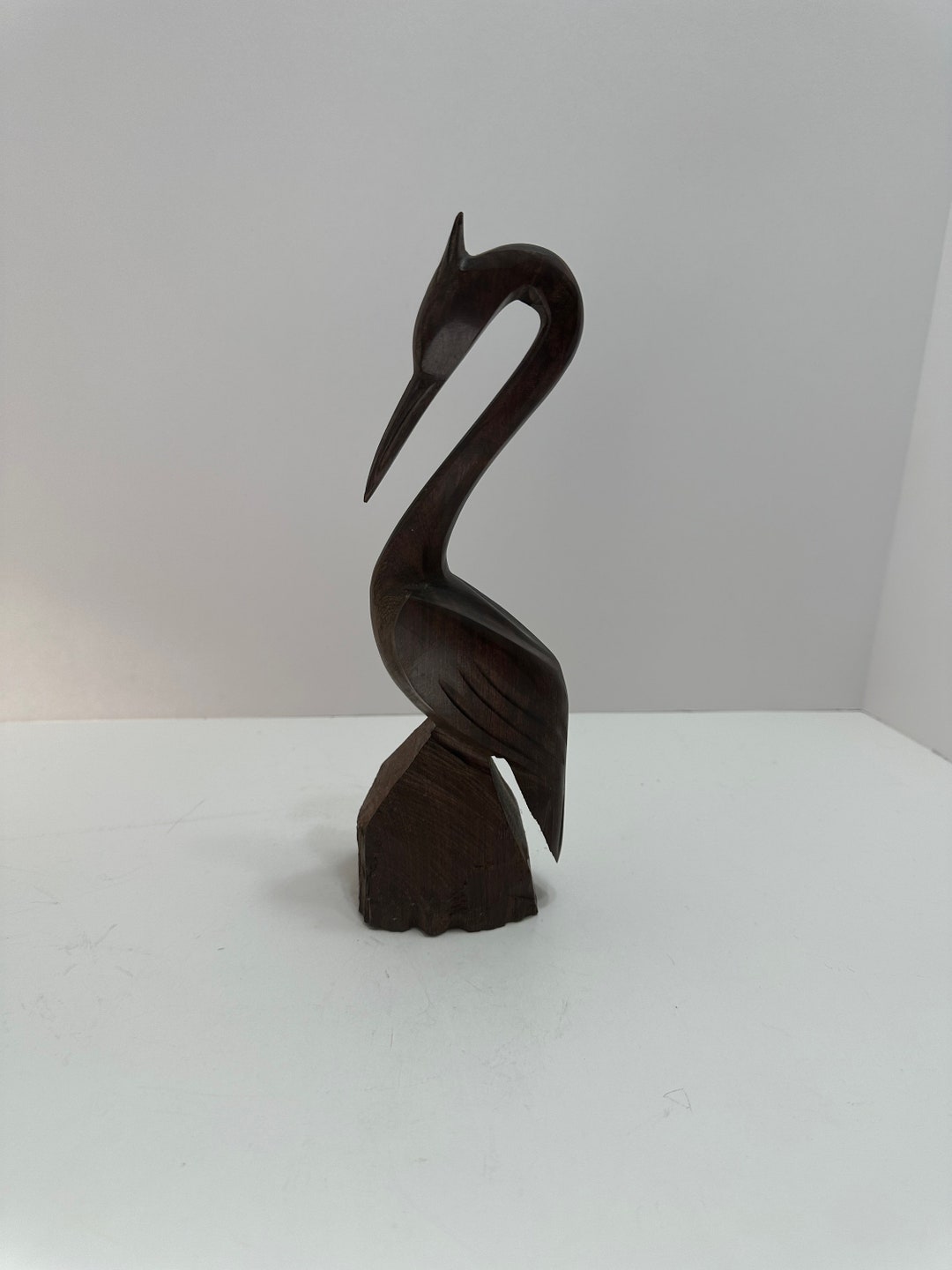 Hand Carved Stork or Crane Figurine Wooden Ironwood - Etsy