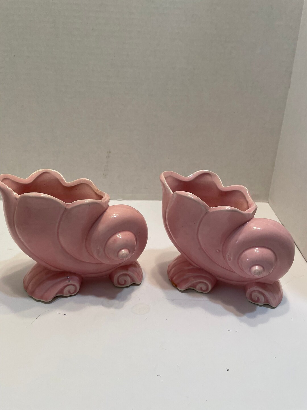 Vintage Pink Shell Planters Mccoy 1950's Nautilus - Etsy