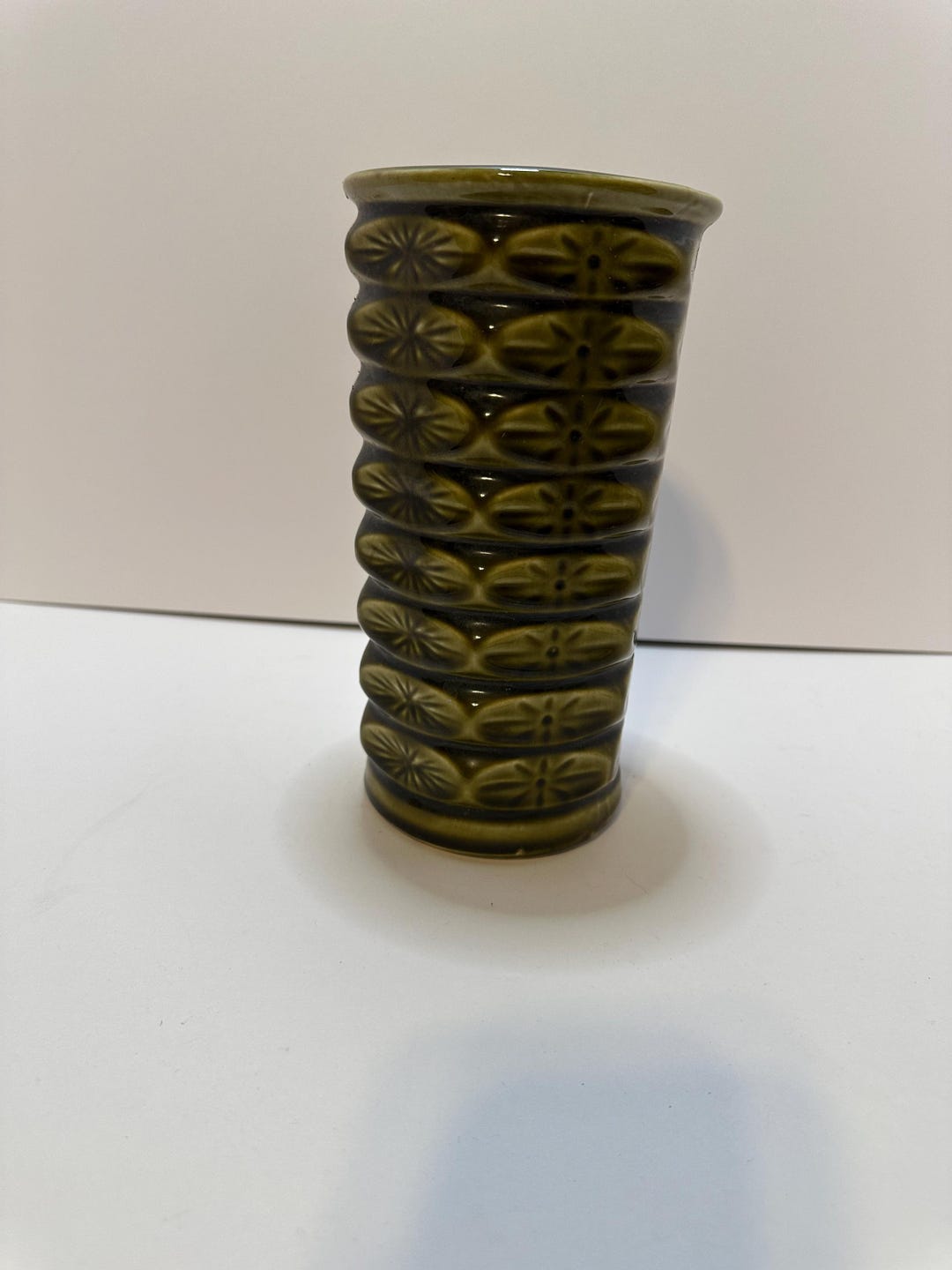 Mccoy Vase Floraline Atomic Starburst Vase 1960 Hexagon Shape Olive ...