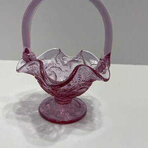 Fenton Basket Small Pink Embossed With Strawberries Dusty Rose - Etsy