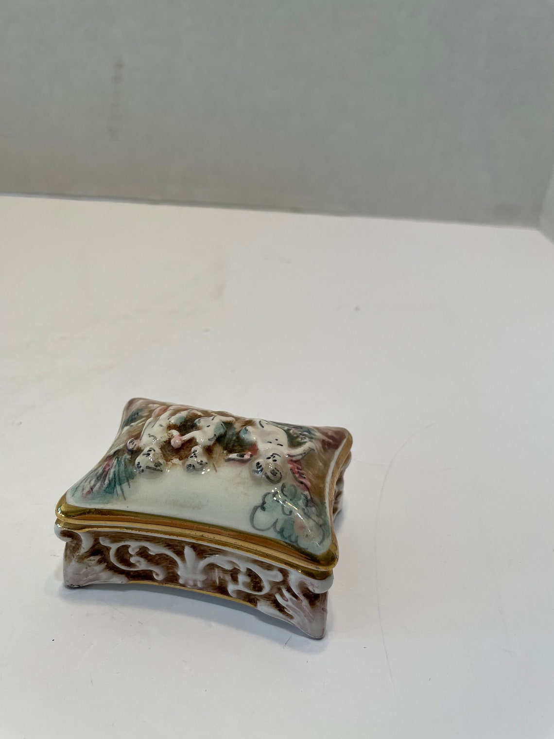 Capodimonte Trinket Box Cherbus Italy | Etsy