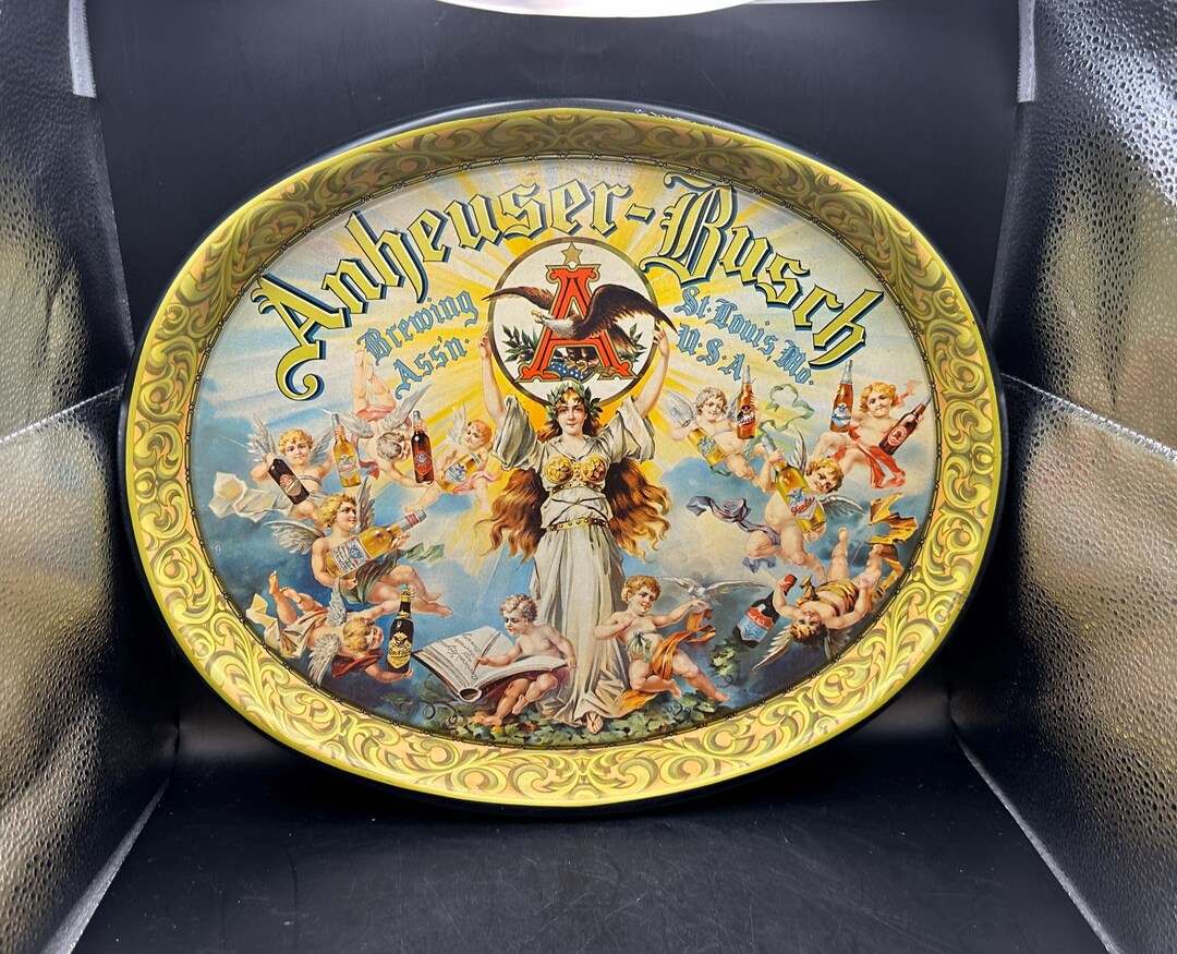Oval Beer Tray Anheuser Busch Logo With Cherubs and Angels - Etsy