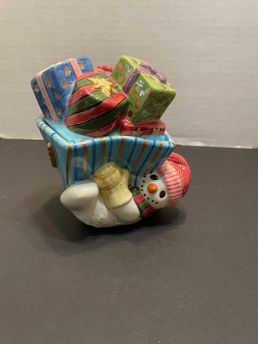 Fitz Floyd Trinket Box Candy Jar Classics Snowman Holding Gift - Etsy