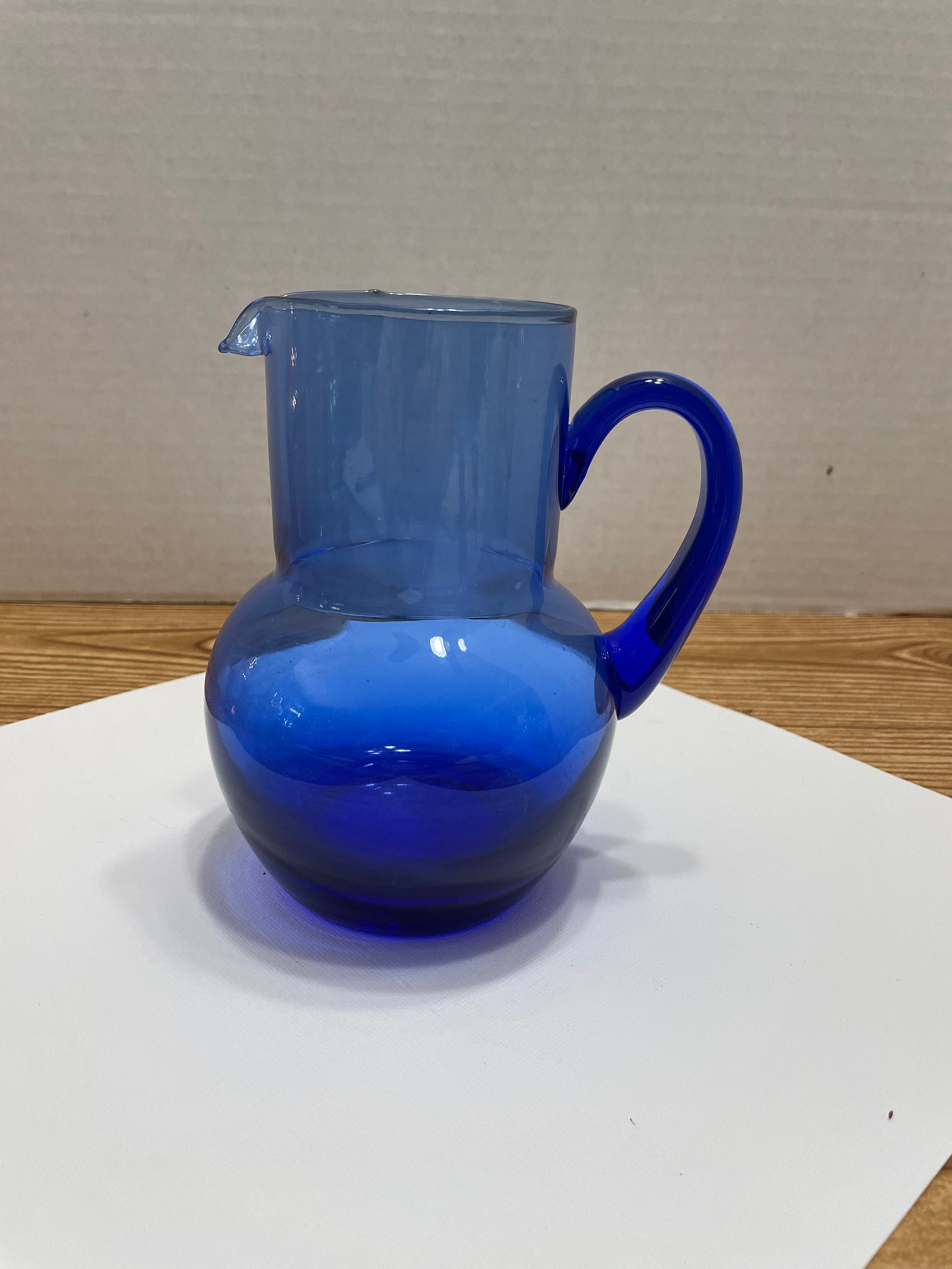 Cobalt Blue Glass Pitcher Juice - Etsy