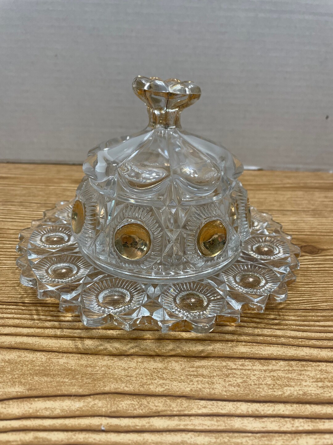 EAPG Domed Butter Dish 1909 Bullseye and Daisy Cheese Dome Newport - Etsy