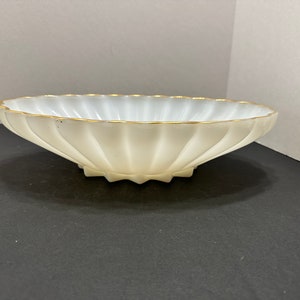 Large White Milk Glass Serving or Fruit Bowl Gold Rim - Etsy