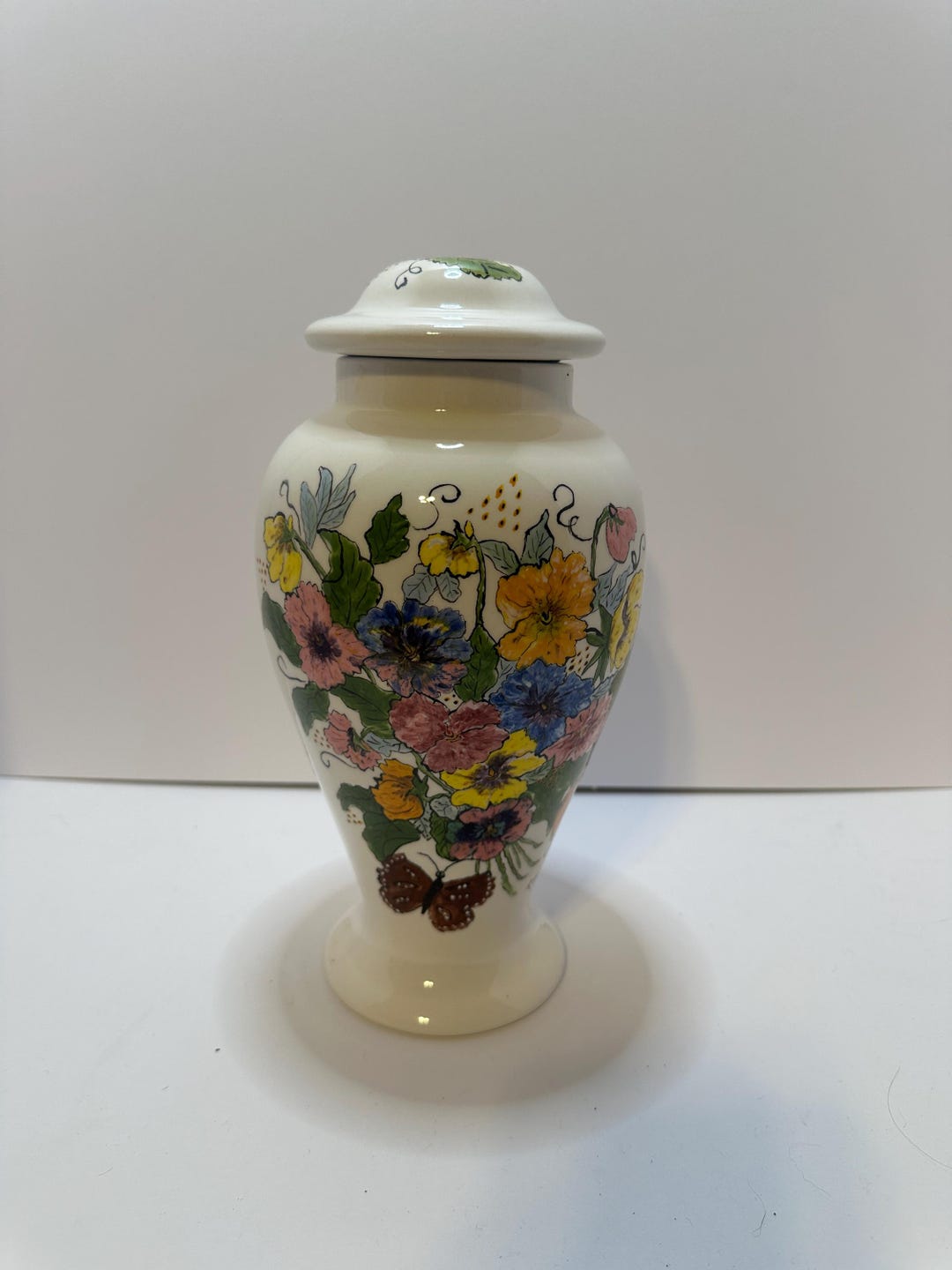 Tall Ginger Jar Ceramic Lidded Urn Hand Painted - Etsy