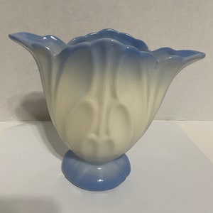 Camark Vase Beautiful Blue With Cabbage Roses and Hollyhocks - Etsy