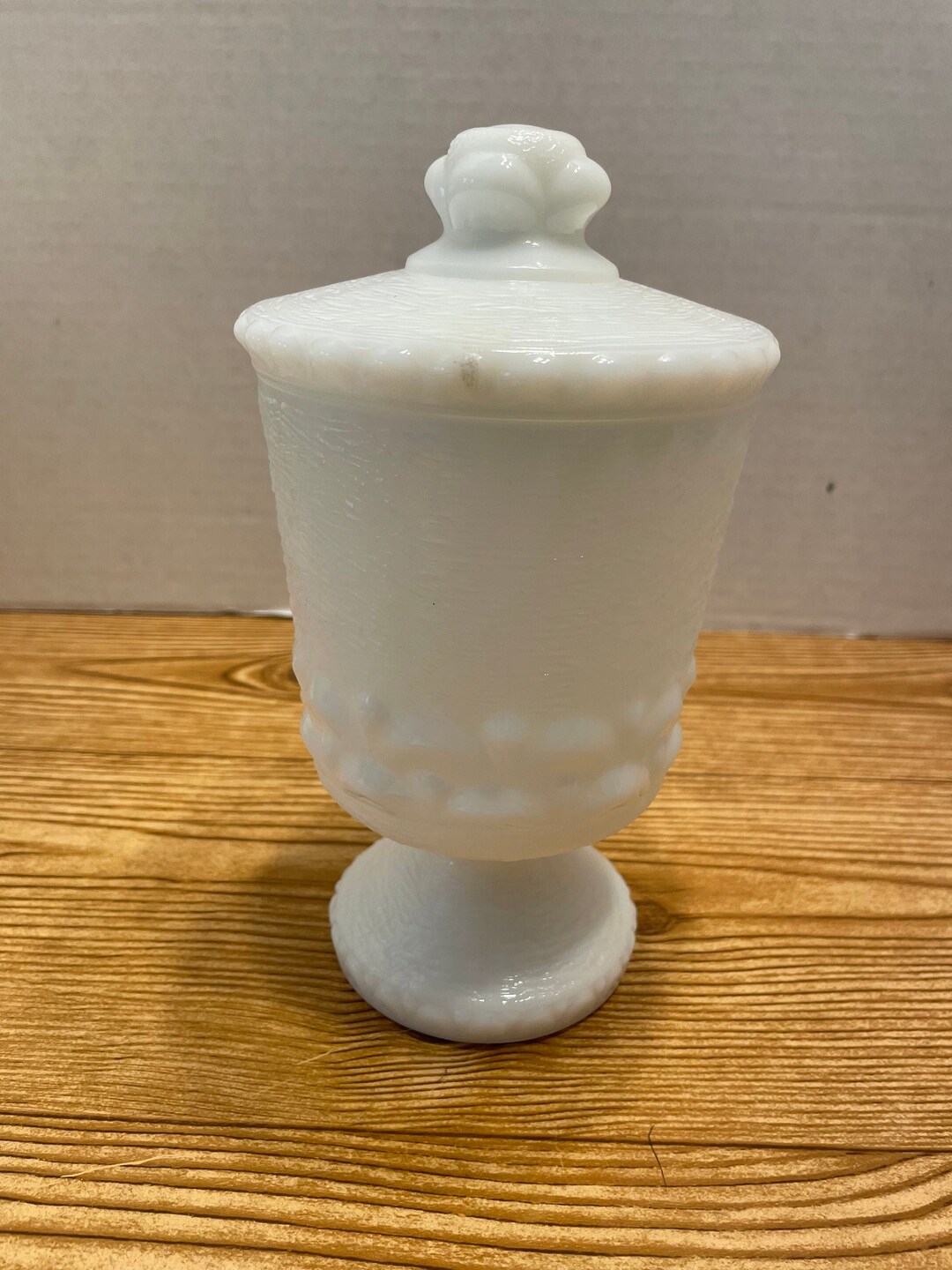 Covered Compote Monterey Milk Glass by Brockway Glass Co. Textured ...