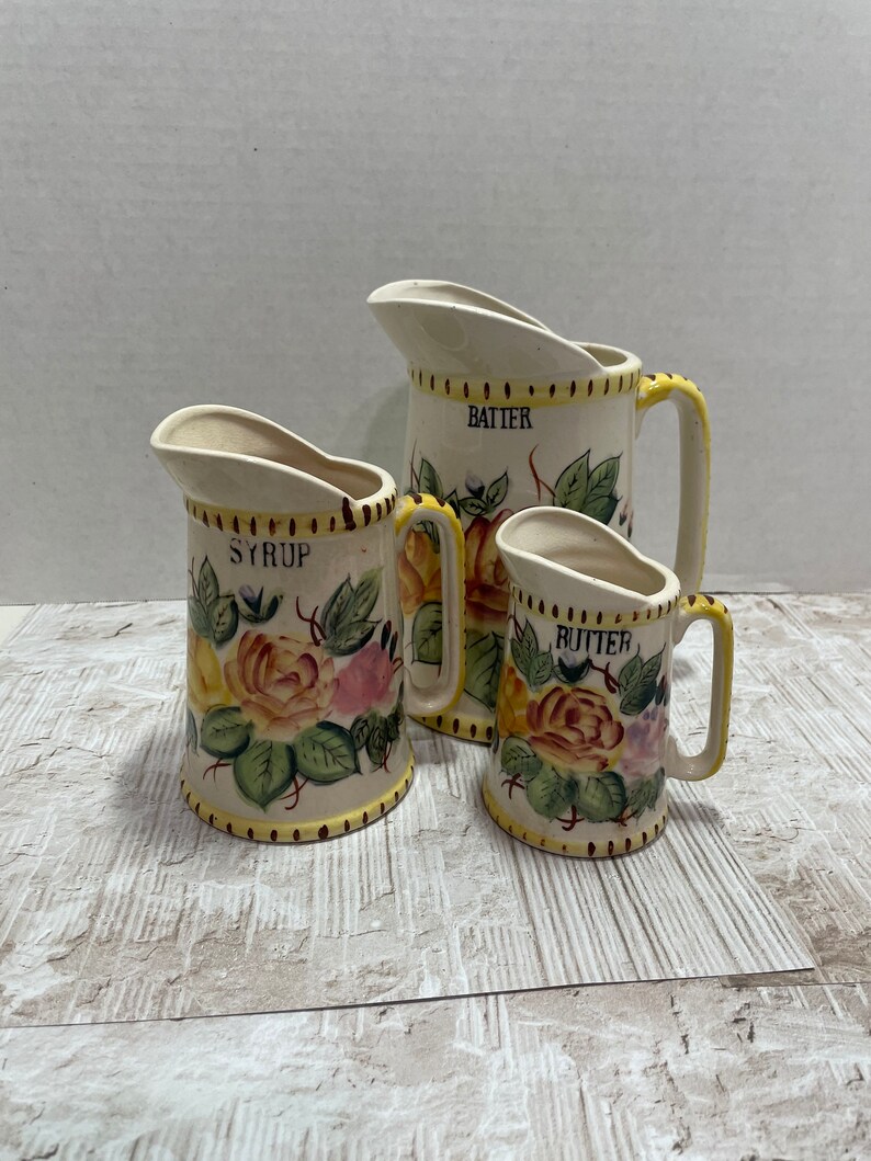 Batter Syrup Butter Pitchers Vintage Made in Japan 1940's | Etsy