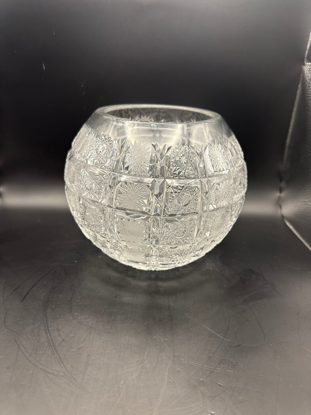 Large Crystal Rose Bowl Vase - Etsy