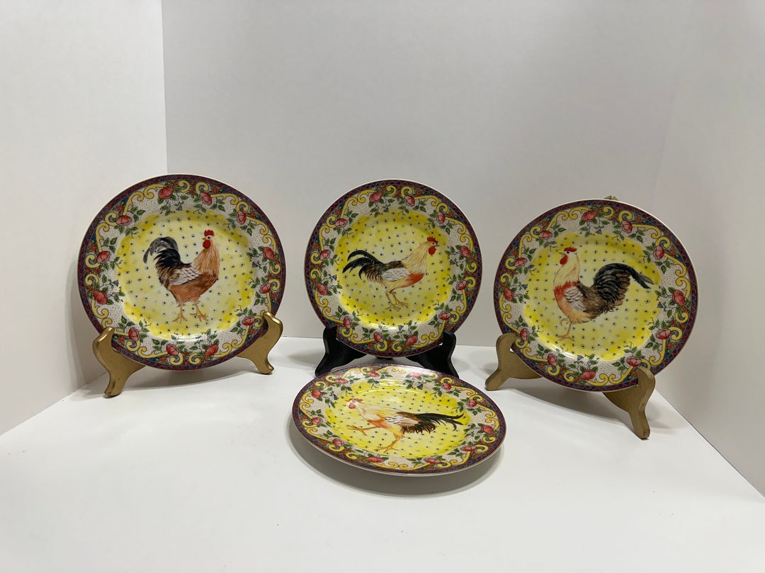 Petite Provence Rooster and Chicken Plates Luncheon Salad - Etsy
