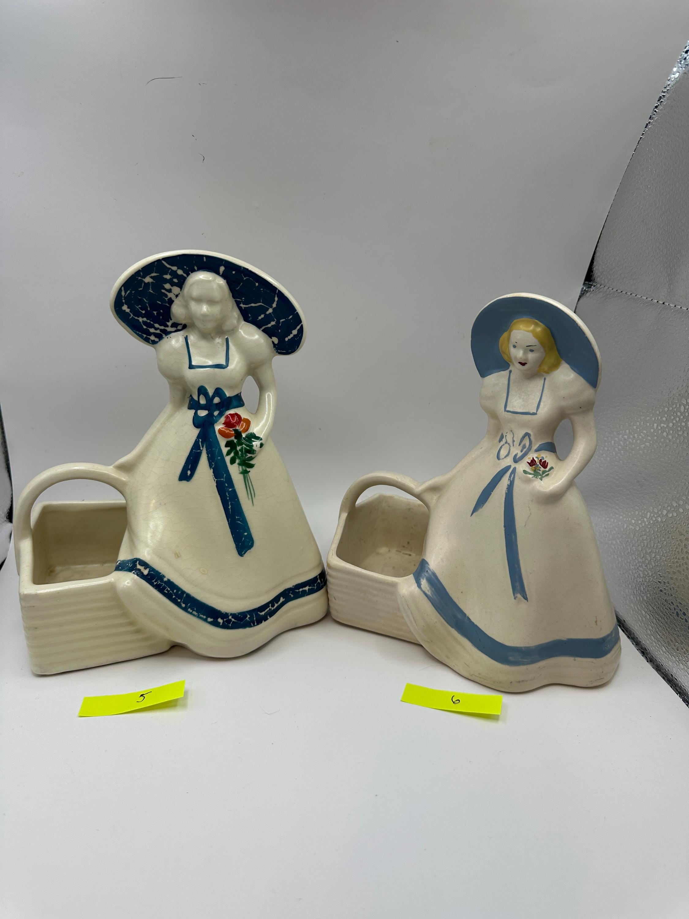 Vintage Lady Planters Southern Belle's Dutch Girl Brush Mccoy Haeger ...