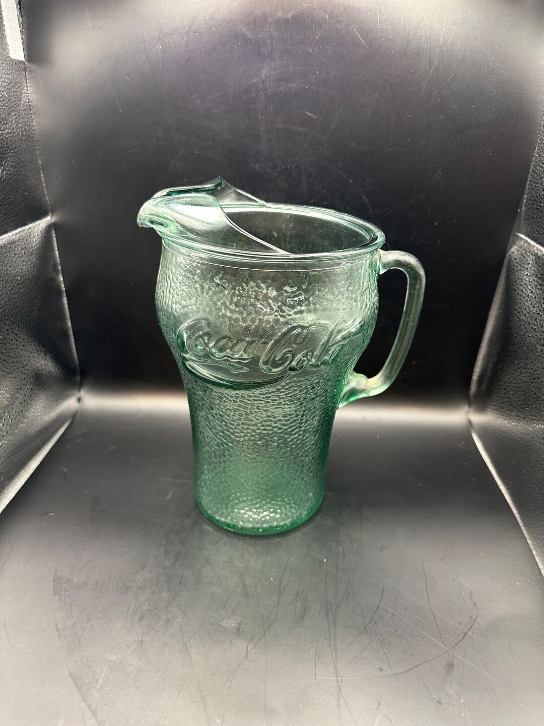 Coca Cola Green Glass Pebbled Pitcher Indiana Glass 1997 64 Ounces - Etsy