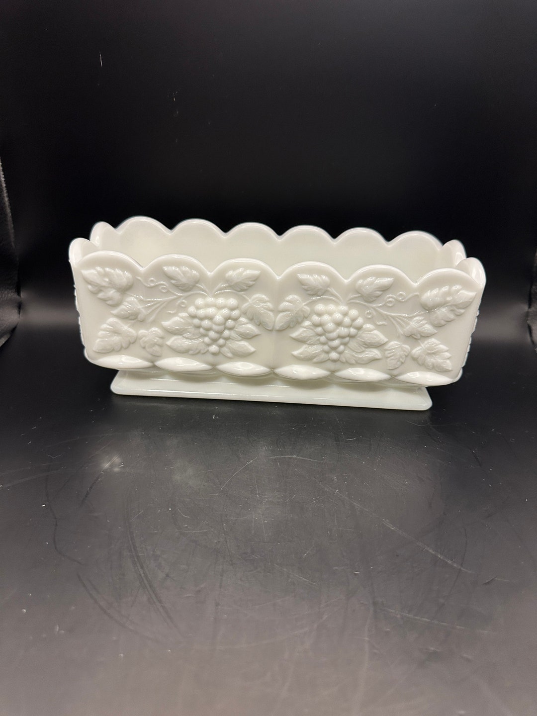 Westmoreland Glass Paneled Grape Milk Glass Window Box - Etsy