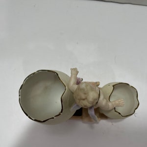 Cherub Decorated Egg Shells Applied Flower on Sled 6516 - Etsy