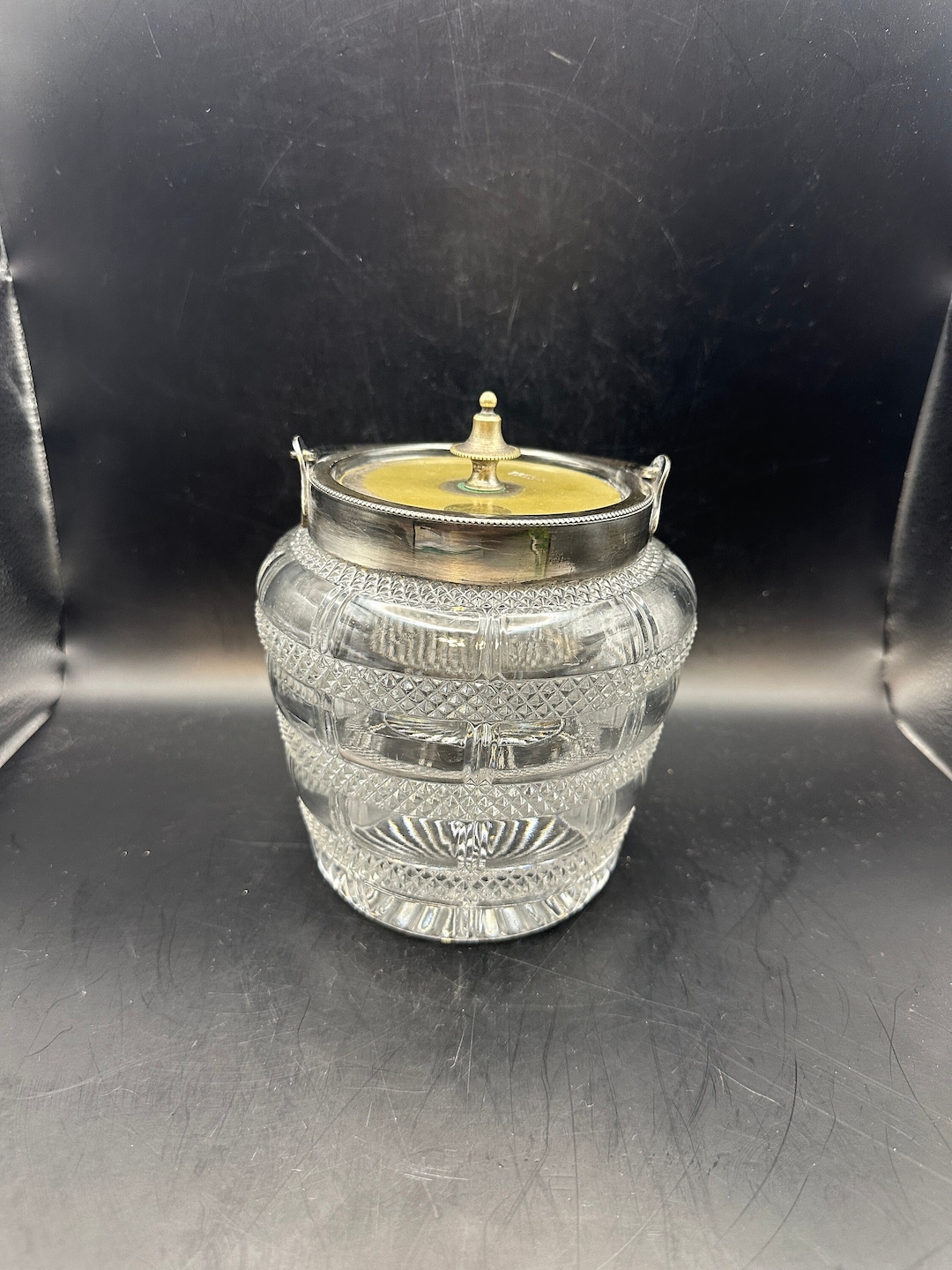 Antique Daniel & Artier Victorian Glass Biscuit Jar Silver-plate Lid ...