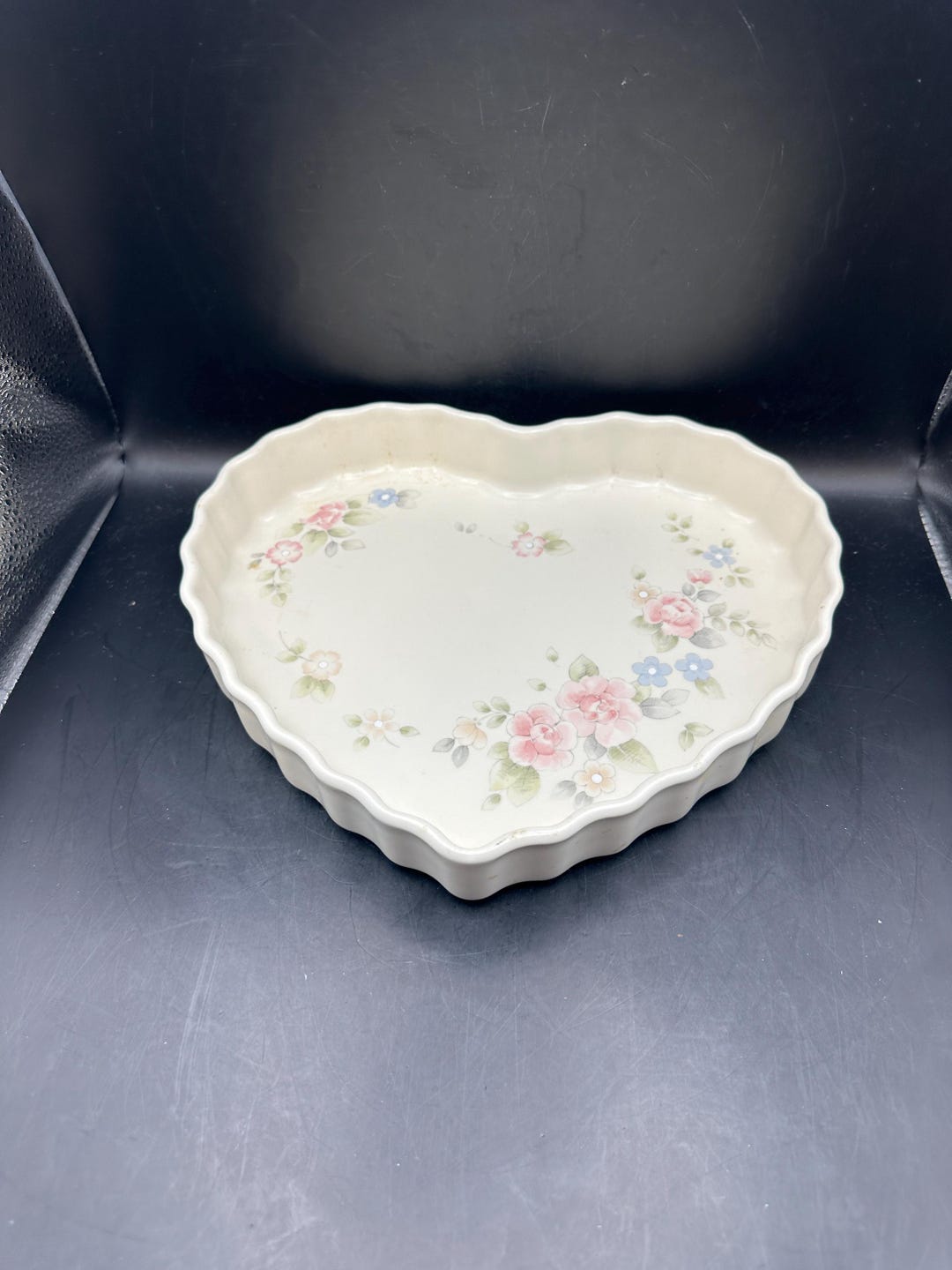 Pfaltzgraff Heart Shaped Fluted Scalloped Edge Cake or Tart Pan Tea ...