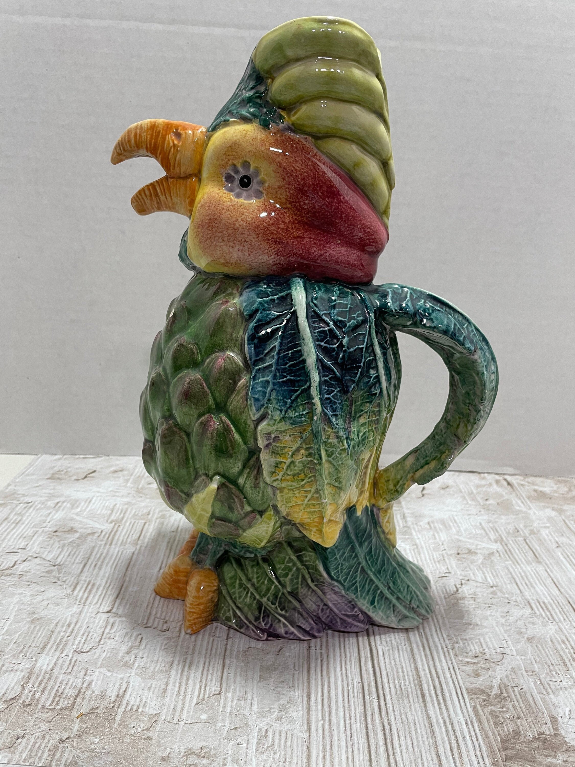 Intrada Water pitcher Parrot made in Italy vegetable pitcher Majolica ...