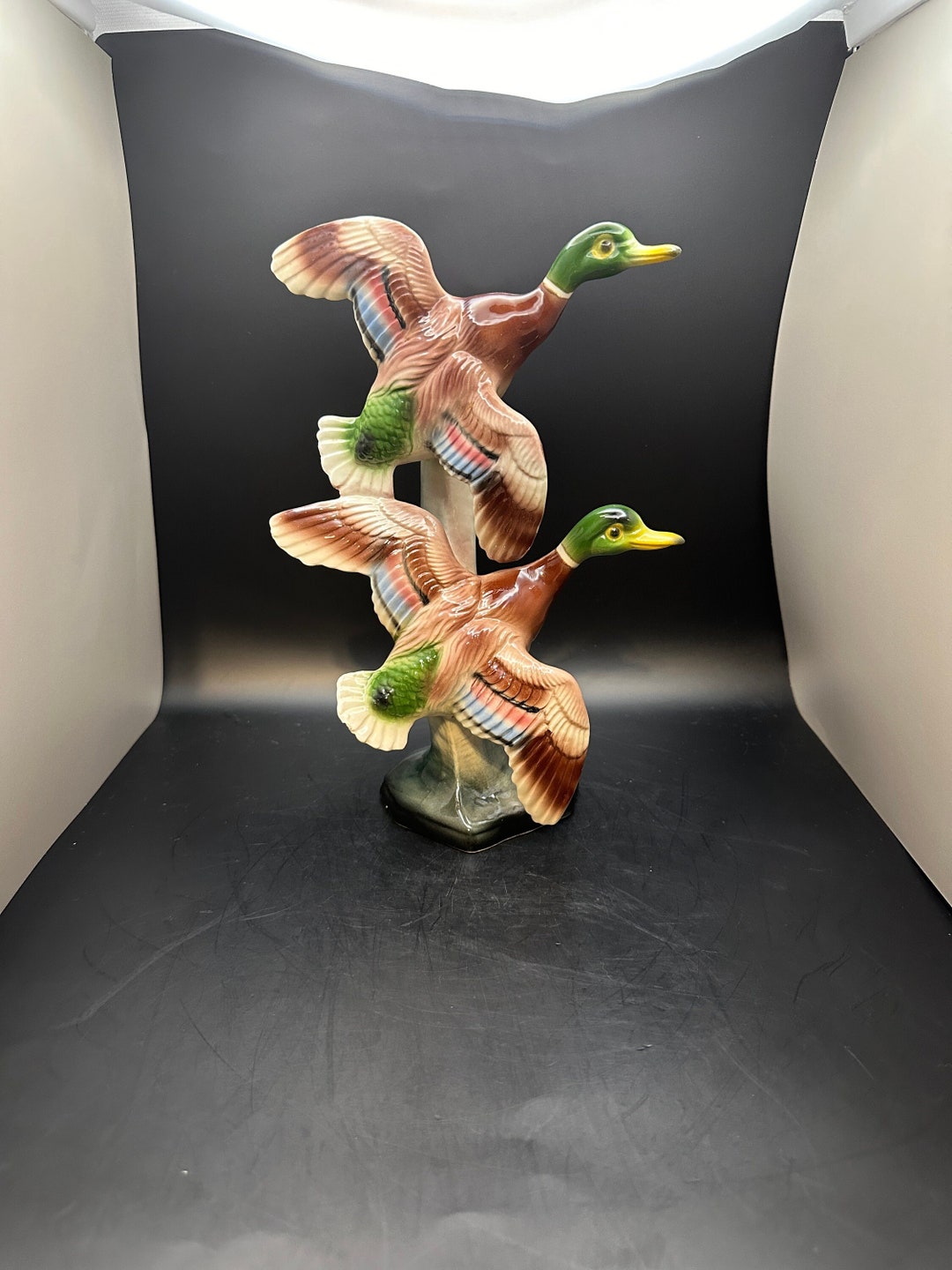 Double Mallard Ducks in Flight Figurine - Etsy