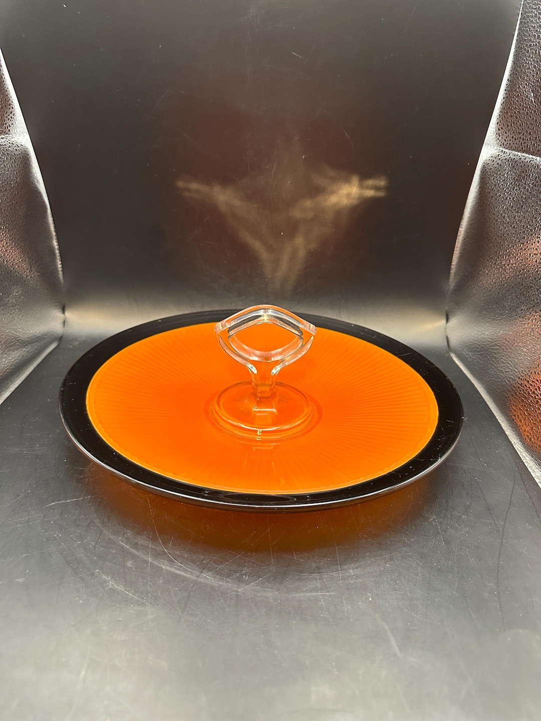 Orange and Black Tidbit Platter Center Handle - Etsy