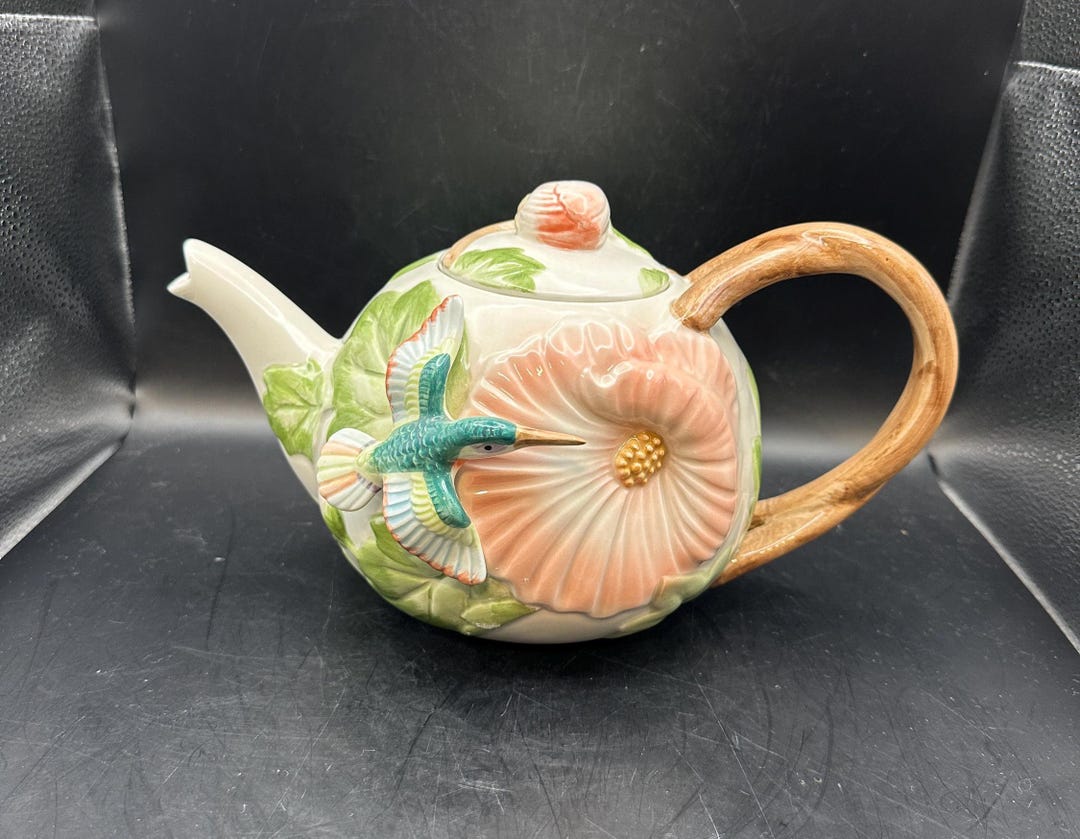 Fitz and Floyd Hummingbird Hibiscus Teapot - Etsy