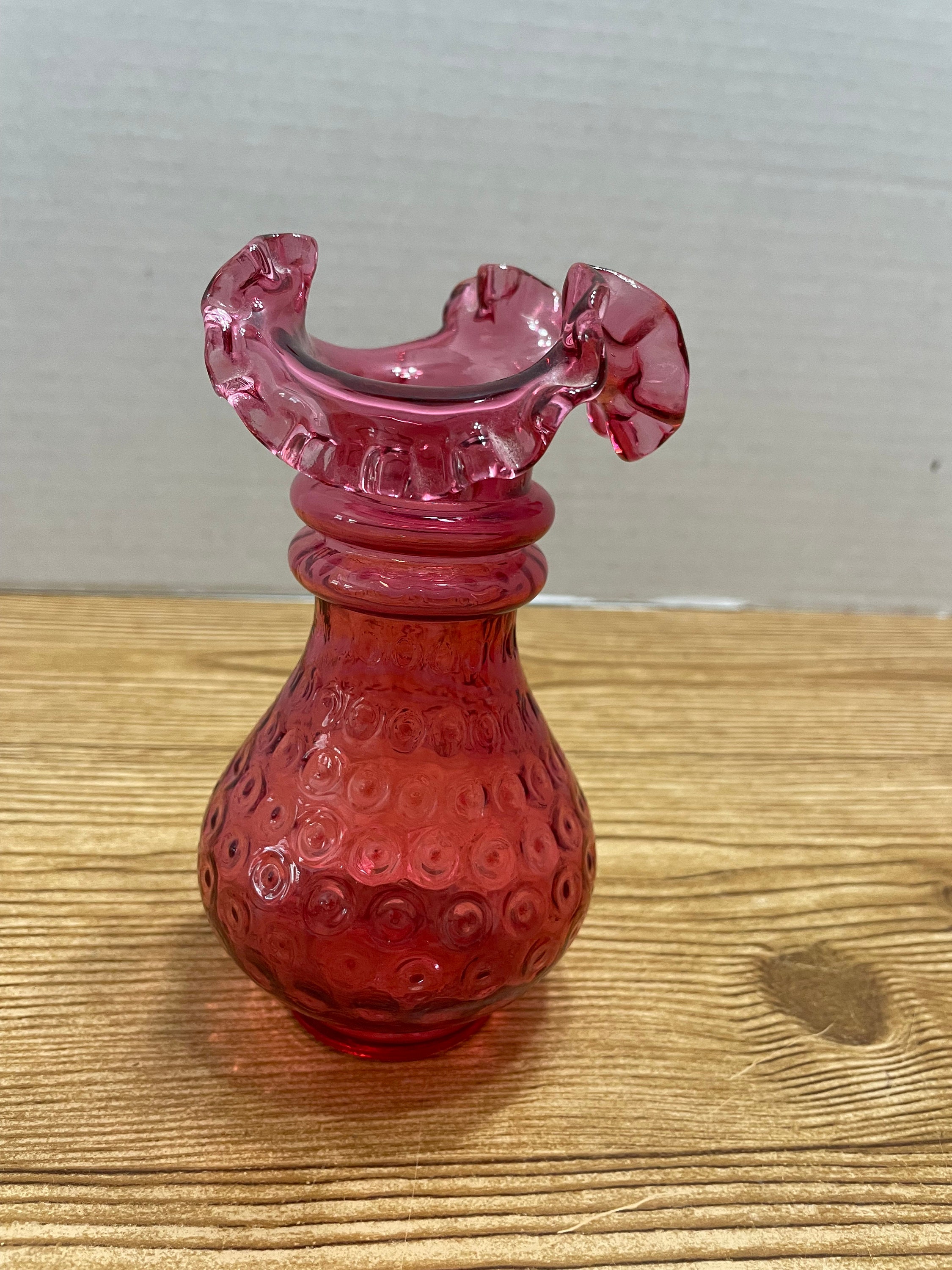 Vase Fenton Cranberry Coin Dot Ruffled Vase - Etsy