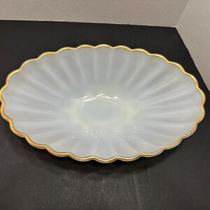 Large White Milk Glass Serving or Fruit Bowl Gold Rim - Etsy