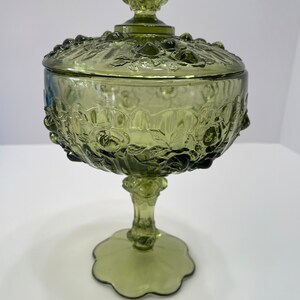 Fenton Covered Comport/compote Candy Dish Colonial Green - Etsy