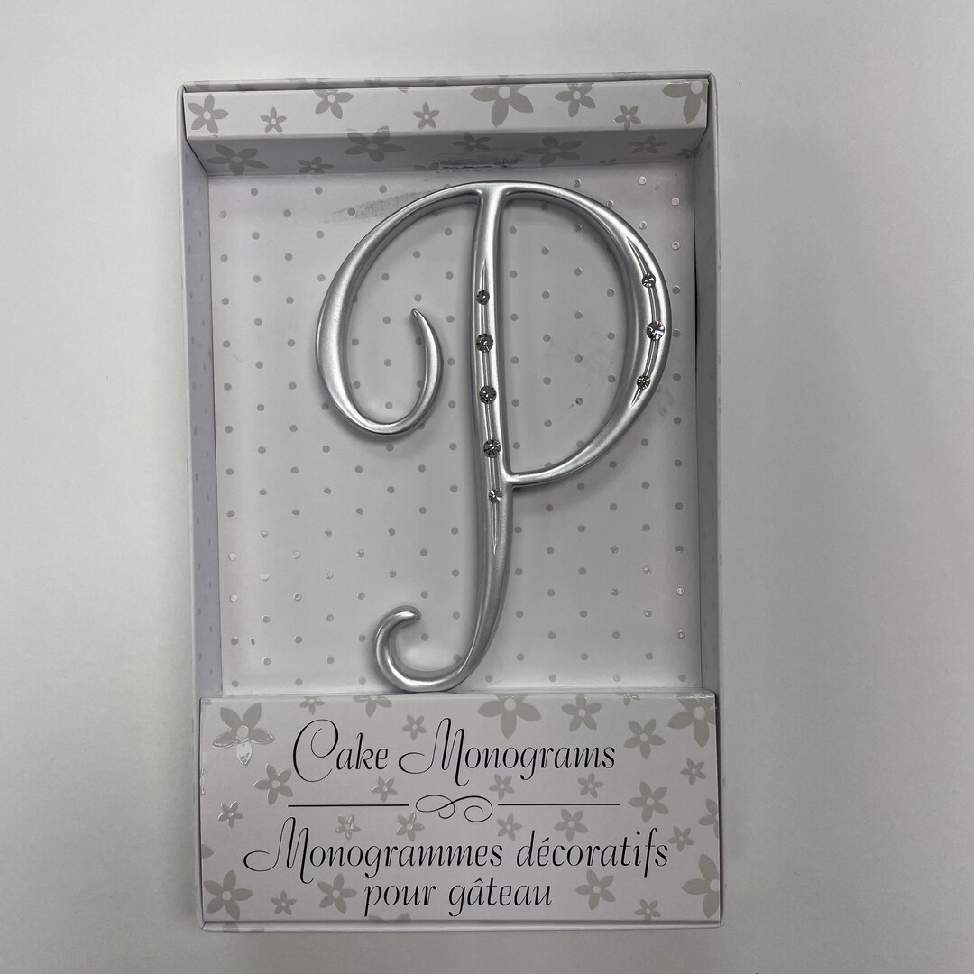 Monogram P Wedding Cake Topper - Silver - Etsy