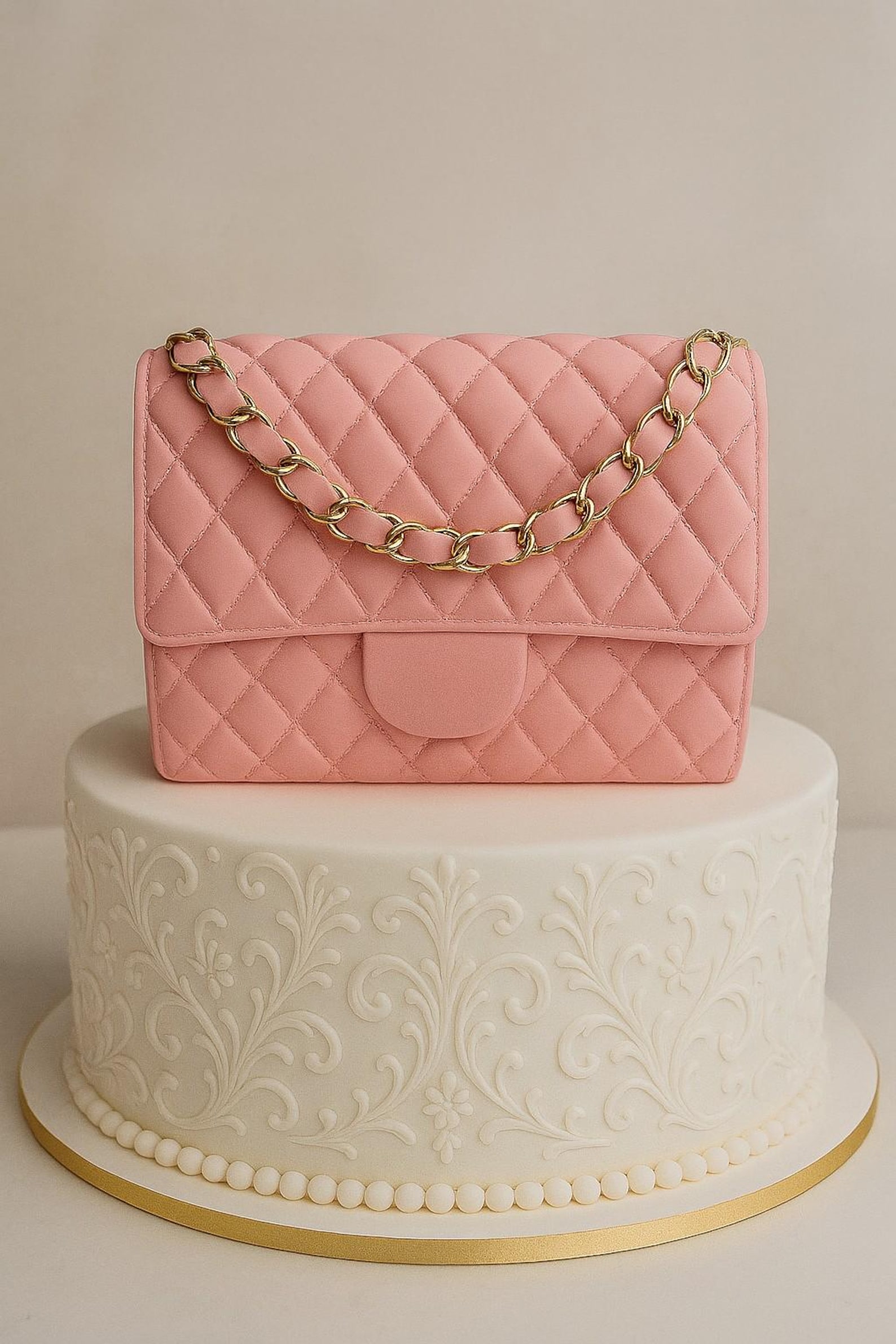 Light Pink Handbag Figurine Cake Topper With GOLD Chain - Etsy