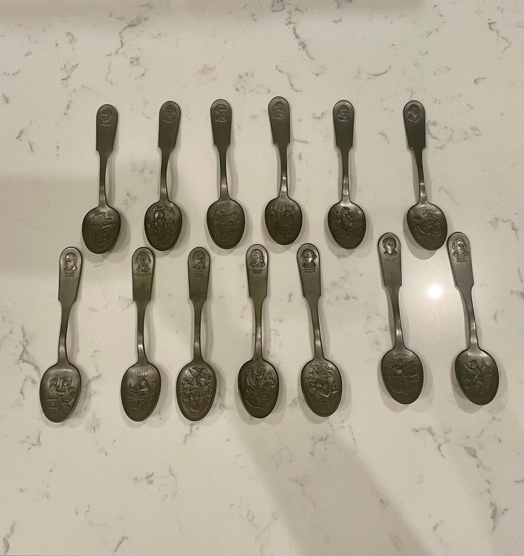 Spoon Collection Pewter Spoon Set of 13 Presidential Heros - Etsy