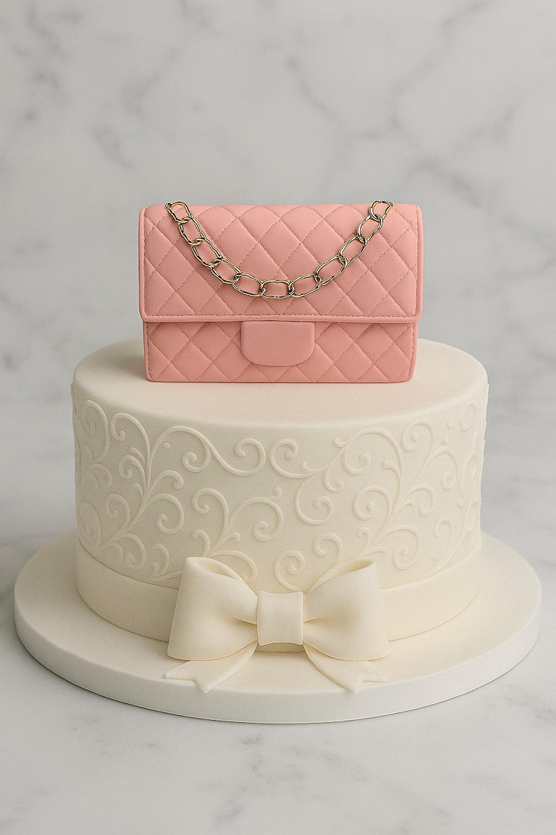 Light Pink Handbag Figurine Cake Topper With GOLD Chain - Etsy