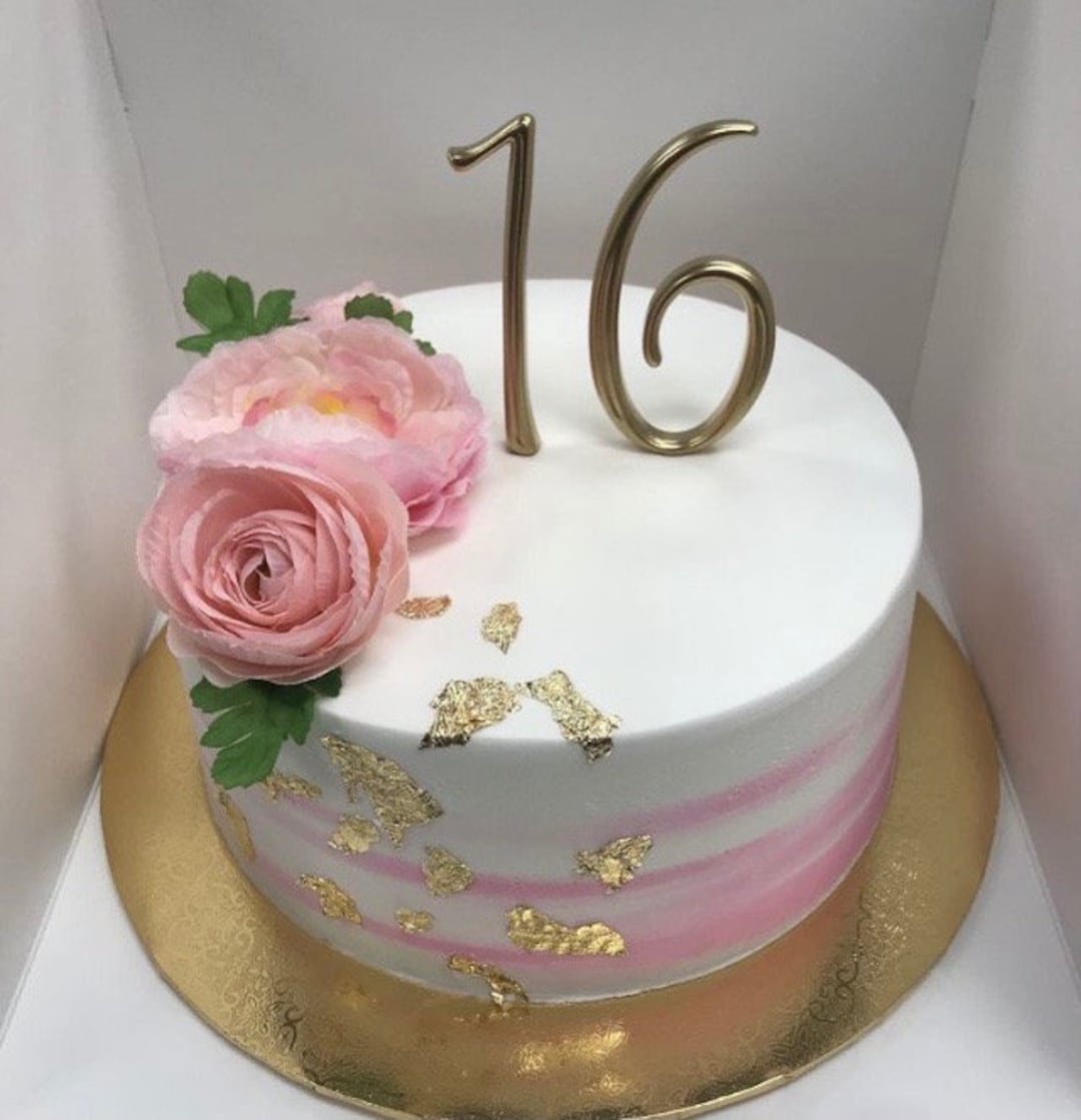SWEET 16 GOLD Cake Topper 16th Birthday Cake Topper - Etsy