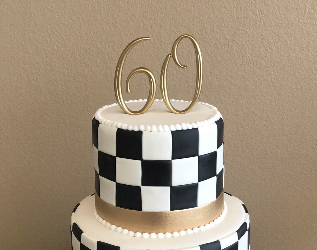 60th Birthday or Anniversary Cake Topper in GOLD - Etsy