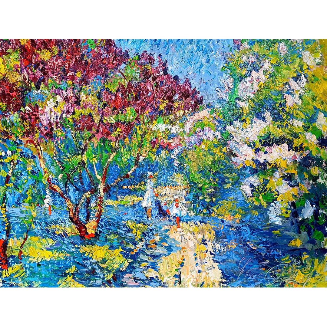 Impressionist Original Oil Painting on Canvas Spring Flower Landscape ...