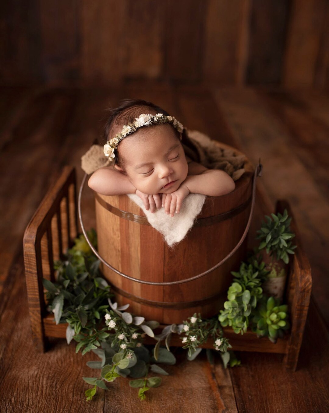 Vintage Wood Bucket for Newborn Photography Prop Based in the UK for ...