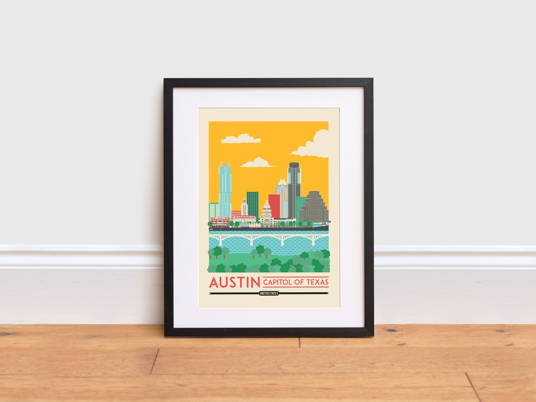 Austin Print - Texas Poster | Travel Poster - Etsy UK