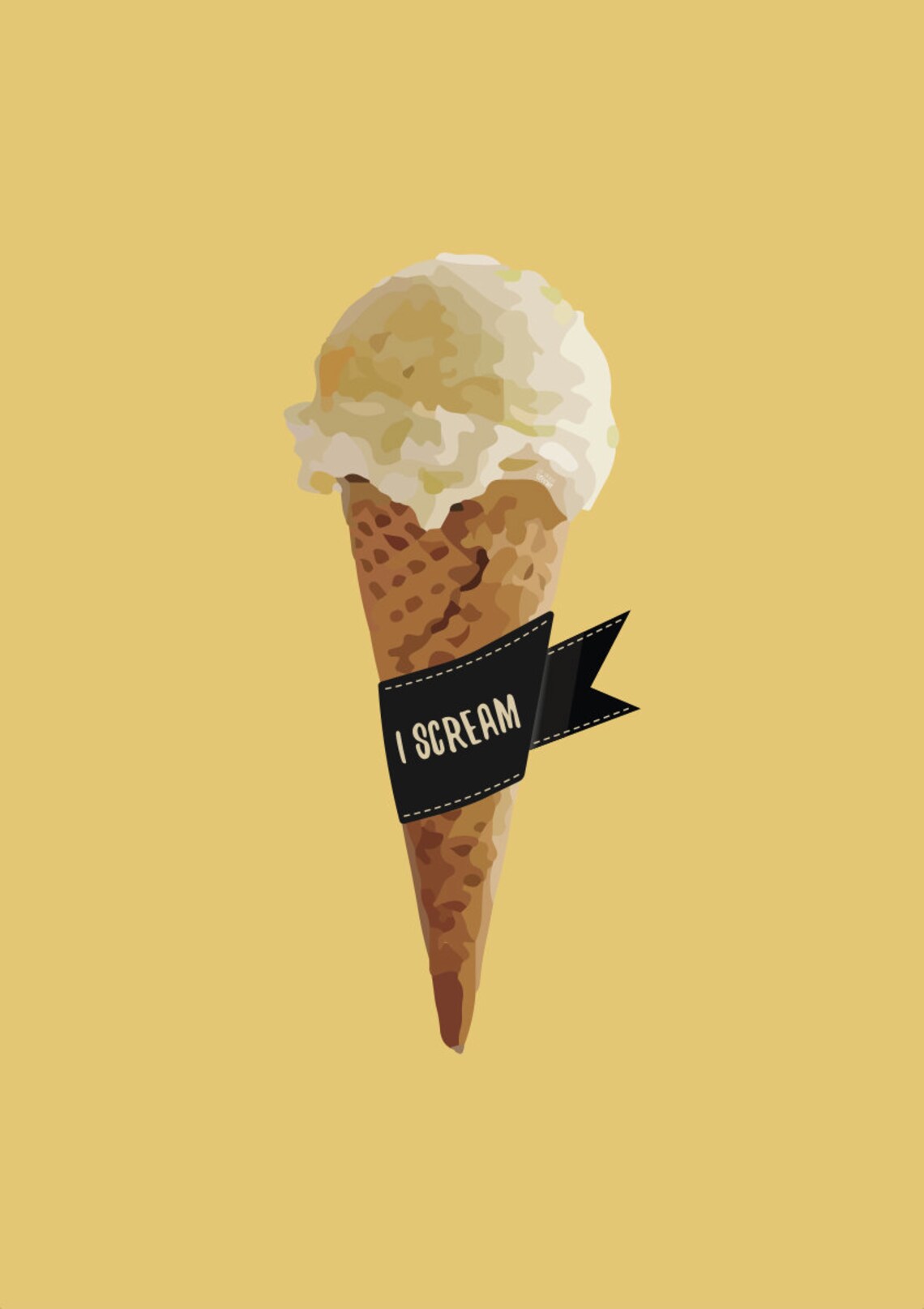 Ice Cream Poster - Play on Words Poster - Yellow I Scream Illustration ...